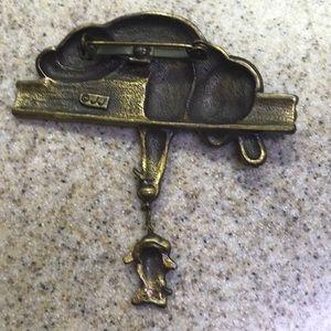 Jewelry | Antique Gold Cat Catching Mouse Pin | Poshmark